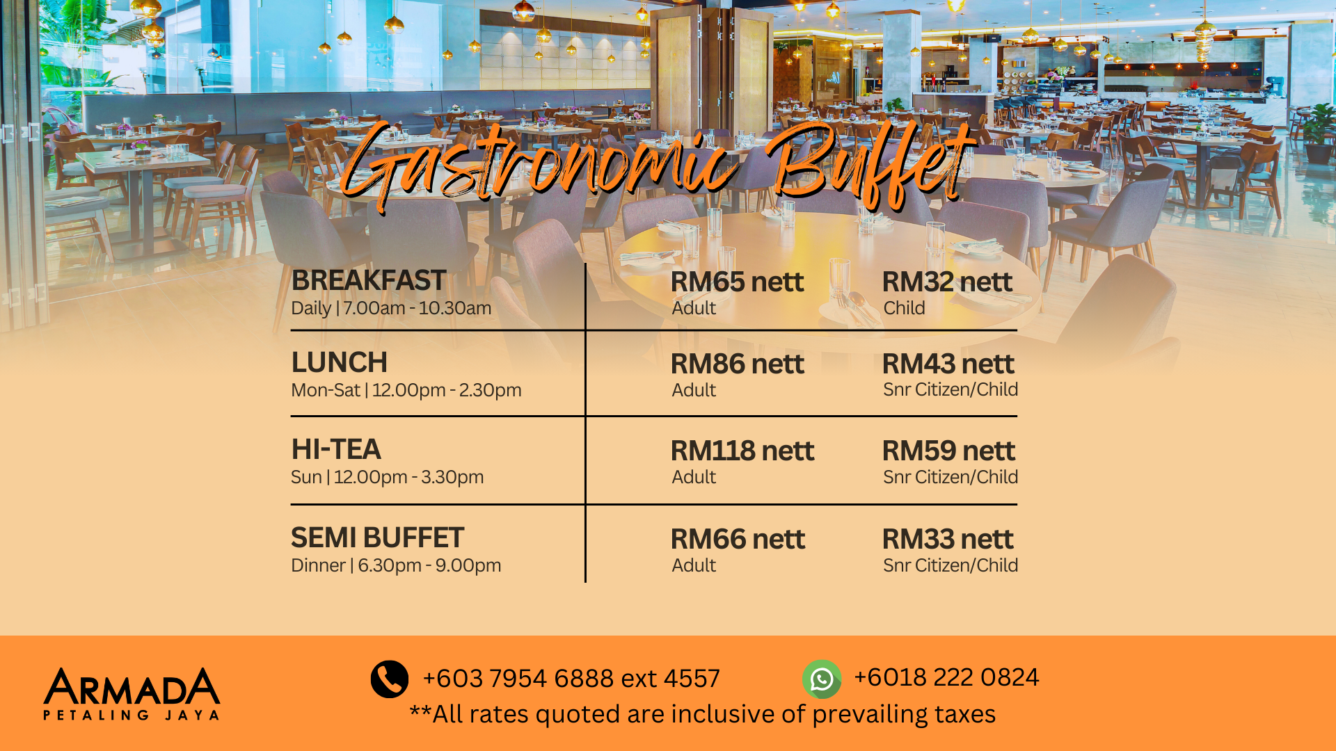 Buffet Pricing @ Utara Restaurant | Hotel Armada Petaling Jaya